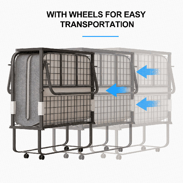 Alwyn Home Folding Bed With 5" Foam Mattress, 75" Rollaway Bed, Cot ...